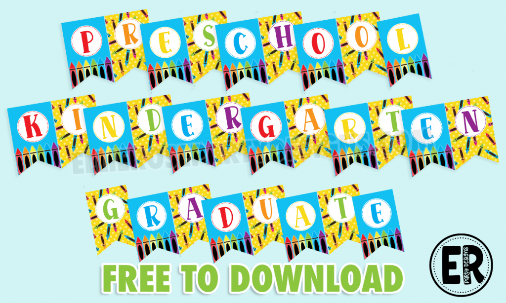 Free Preschool Kindergarten Graduation Banner Printable 