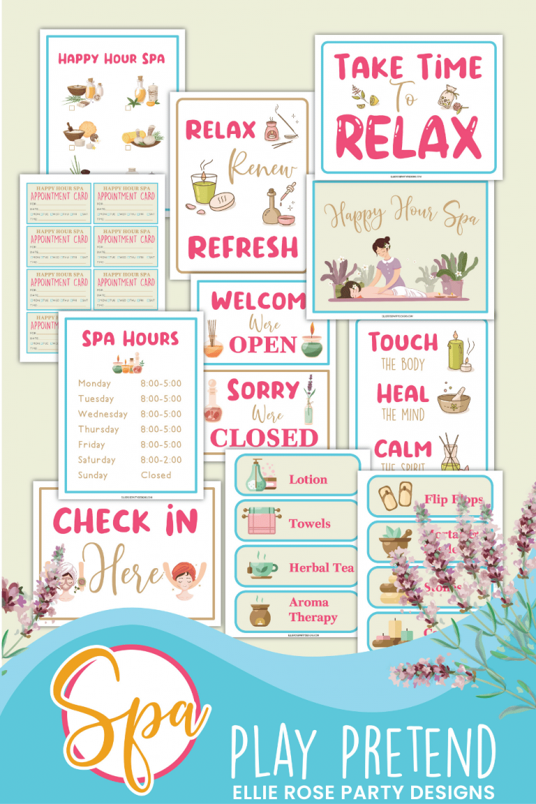 Free Spa Party Pretend Play Printables