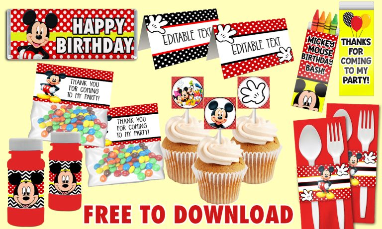 11 Fun And Free Mickey Mouse Birthday Party Decoration Printables ...